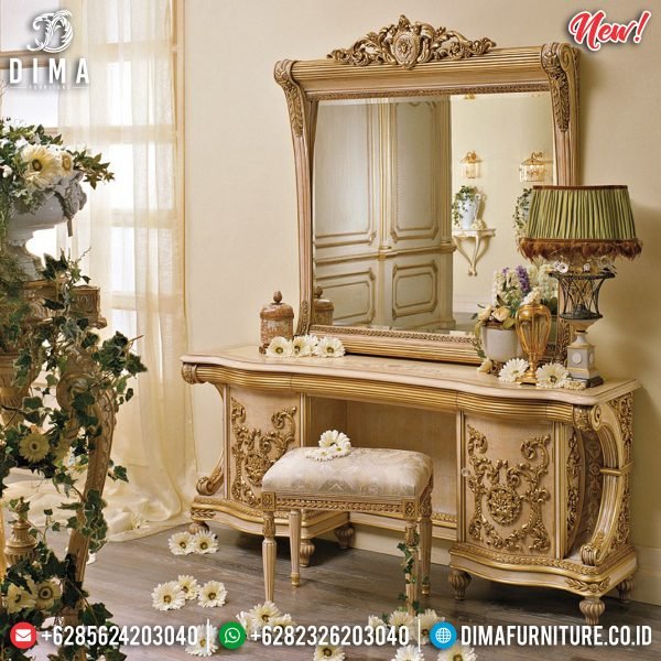 Harga Meja Rias Mewah Unique, Cermin Rias Ukiran Luxury Classic TTJ-0828