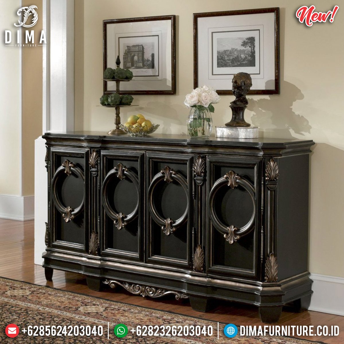 Model Meja Konsul Minimalis Luxury Classic Natural Black Edition TTJ-0822