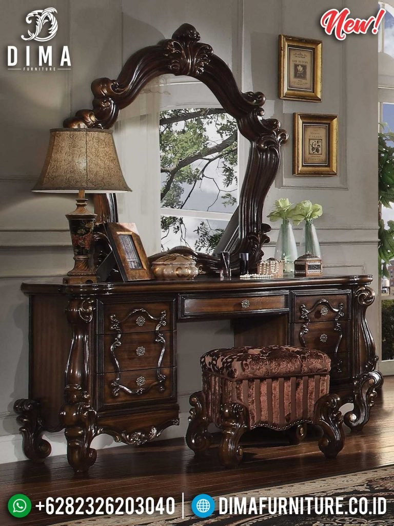 Meja Rias Ukiran Mewah Luxury Classic Natural Dark Brown Motif Style ...
