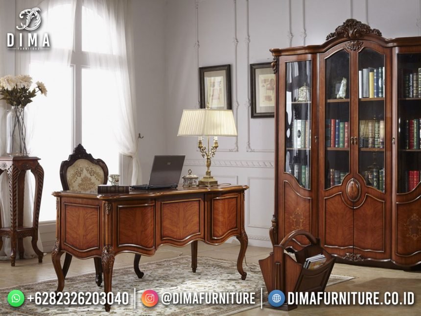 Set Meja Kantor Terbaru Jepara Jati Klasik Desain Minimalis TTJ-1887