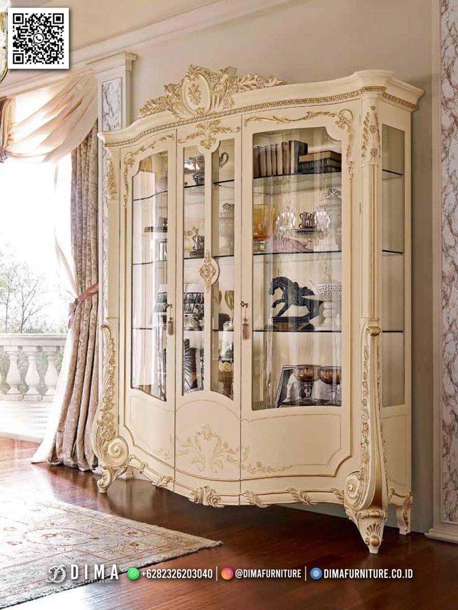 Lemari Hias Putih Mebel Jepara Luxury Classic TTJ2960